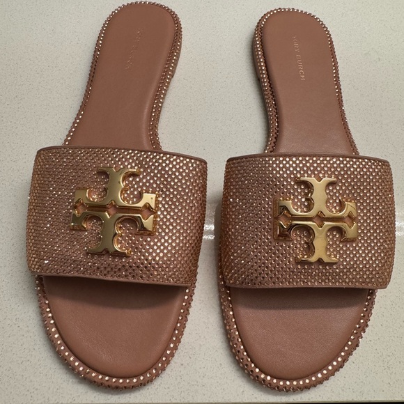 Tory Burch | Shoes | Tory Burch Everly Slide Royal Suede Malva Crystal ...